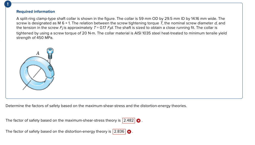 Solved Required informationA split-ring clamp-type shaft | Chegg.com