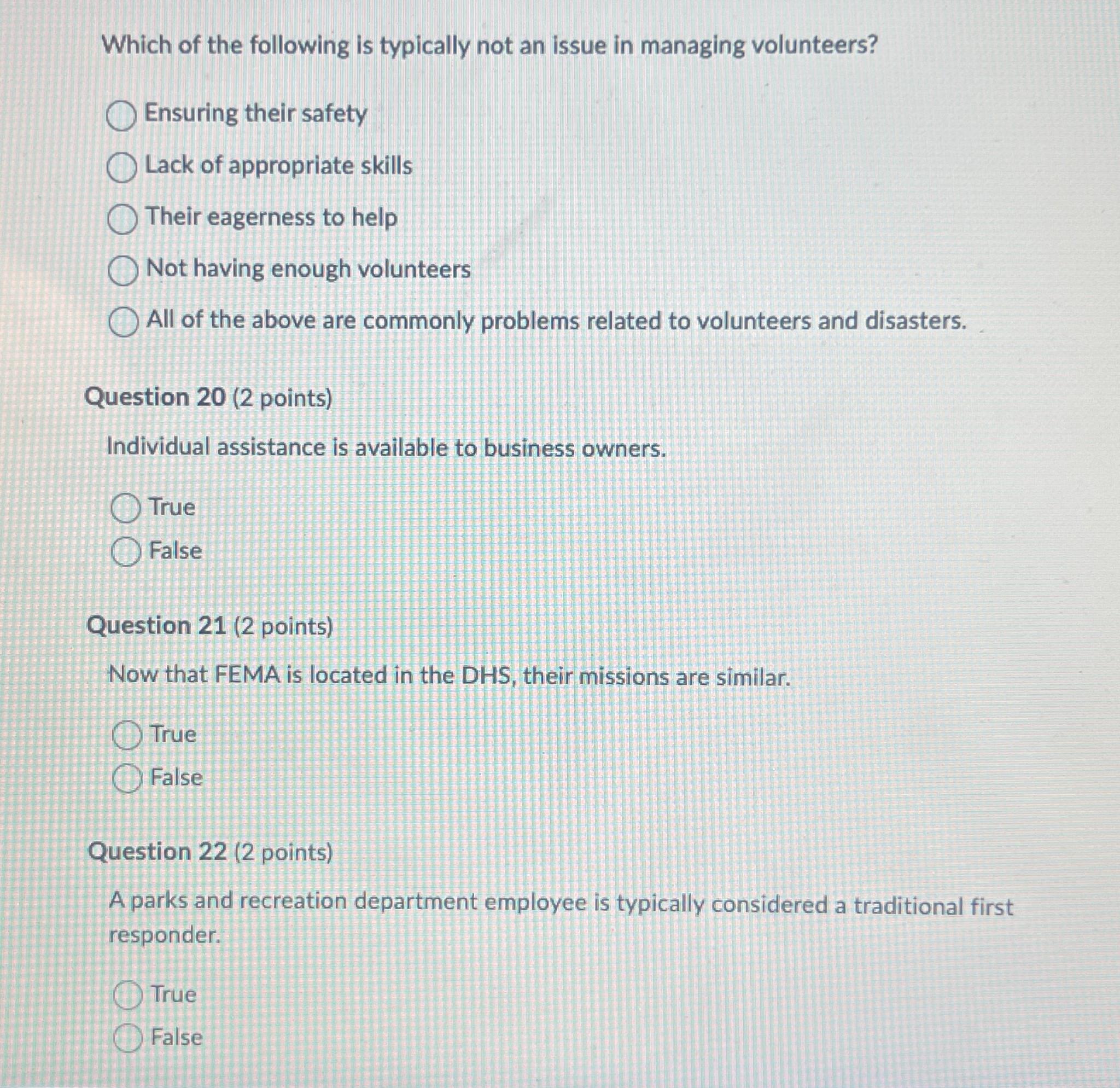 Solved Which of the following is typically not an issue in | Chegg.com