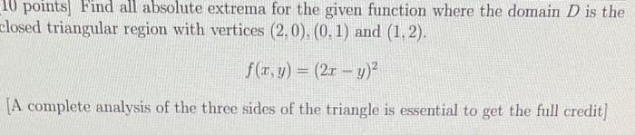 Solved 10 points] Find all absolute extrema for the given | Chegg.com