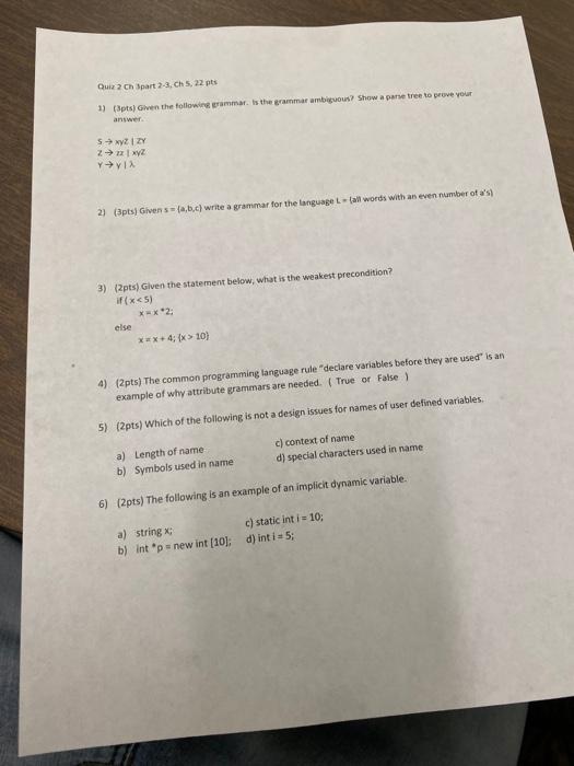 Solved 1) \{3pts) Gwen the followith exammar. Ls the | Chegg.com