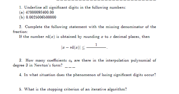 Solved 1. ﻿Underline all significant digits in the following | Chegg.com