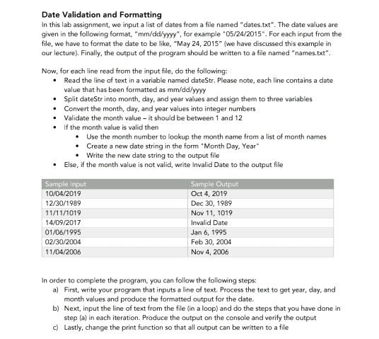 Solved Date Validation and Formatting In this lab | Chegg.com