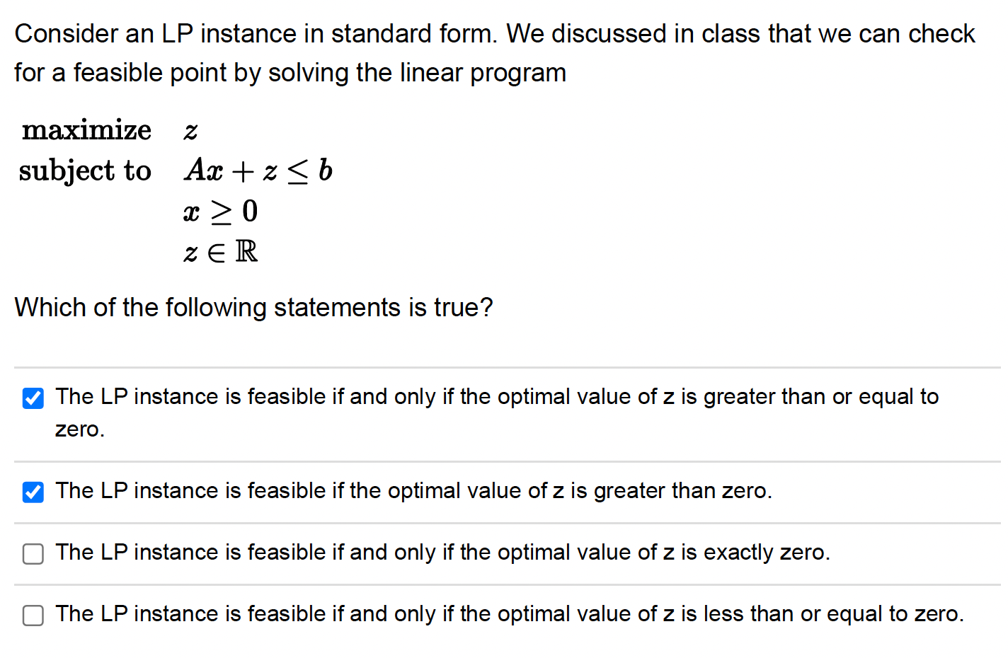 Consider an LP instance in standard form. We | Chegg.com
