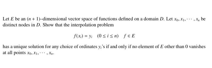 Solved Let E be an (n+1)-dimensional vector space of | Chegg.com