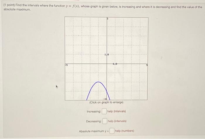 Solved (1 point) Find the intervals where the function | Chegg.com