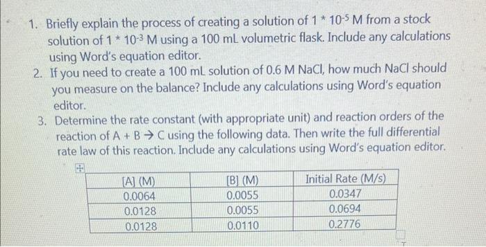 Solved 1. Briefly explain the process of creating a solution | Chegg.com