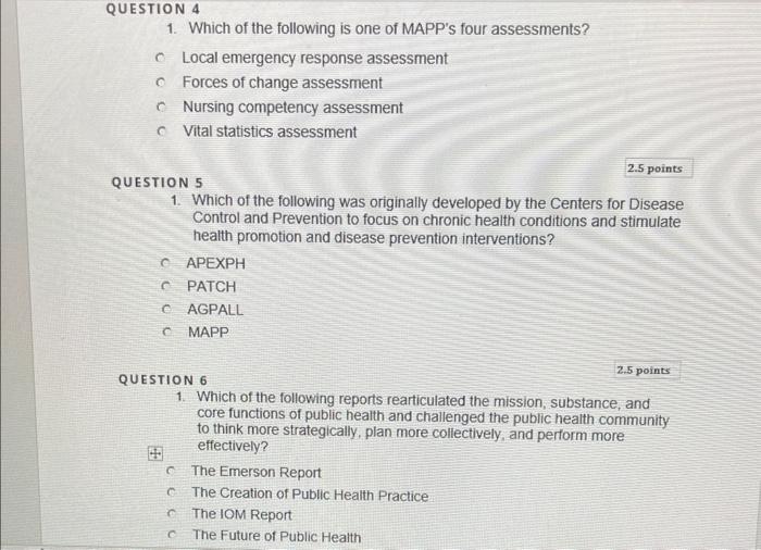 Solved 1. Which of the following public health services was | Chegg.com