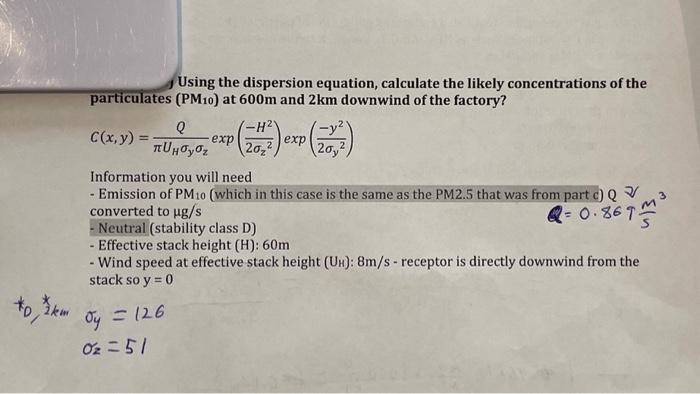 Solved Using the dispersion equation, calculate the likely | Chegg.com