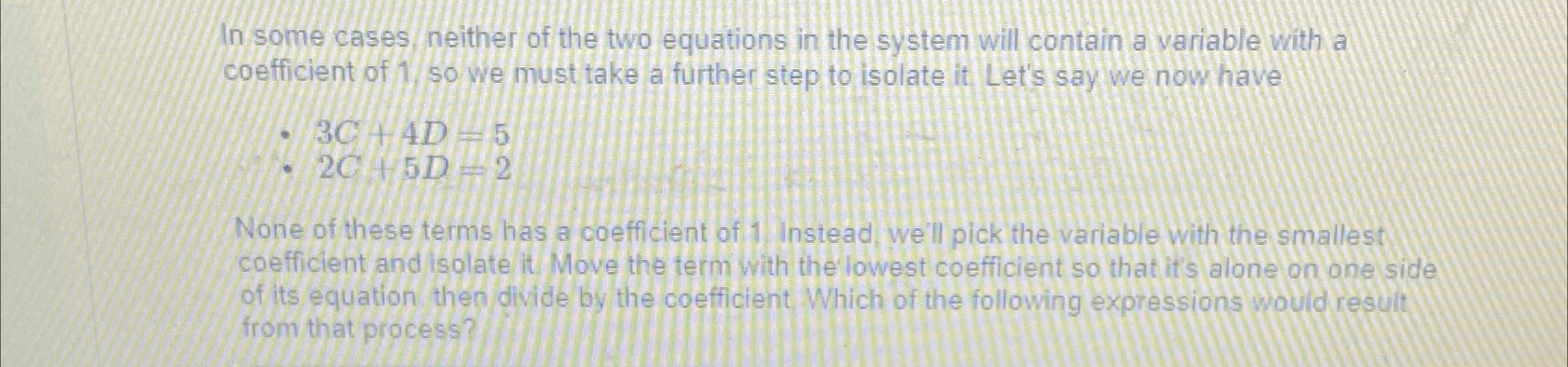 Solved In some cases, neither of the two equations in the | Chegg.com
