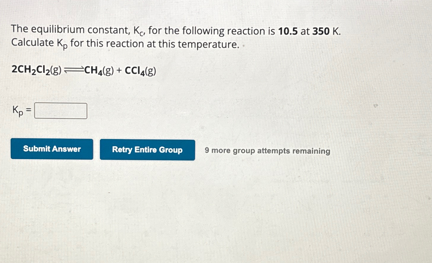 Solved The equilibrium constant, Kc, ﻿for the following | Chegg.com
