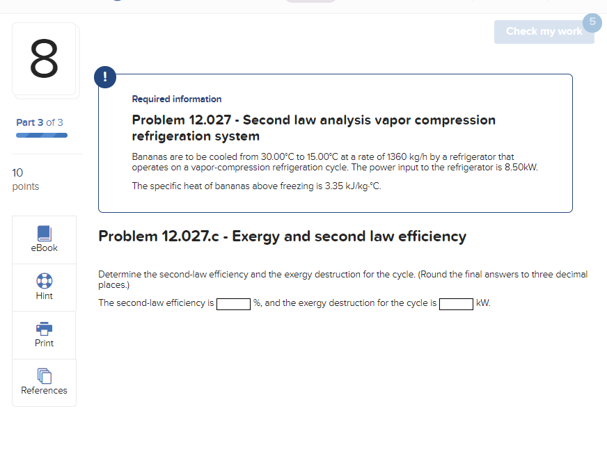 Solved !Required informationProblem 12.027 - ﻿Second law | Chegg.com