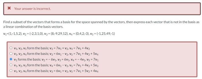 Solved Find a subset of the vectors that forms a basis for | Chegg.com