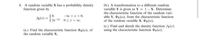 Solved 6. A random variable X has a probability density | Chegg.com