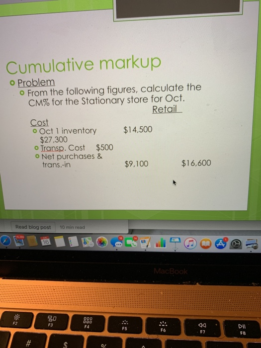 Solved Cumulative markup o Problem o From the following | Chegg.com
