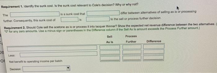 Solved Cole Chemical has spent $244,000 to refine 70,000 | Chegg.com