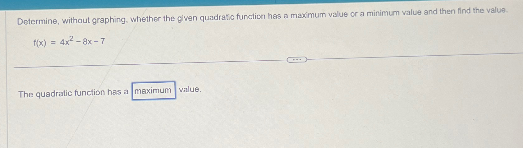 Solved Determine, without graphing, whether the given | Chegg.com