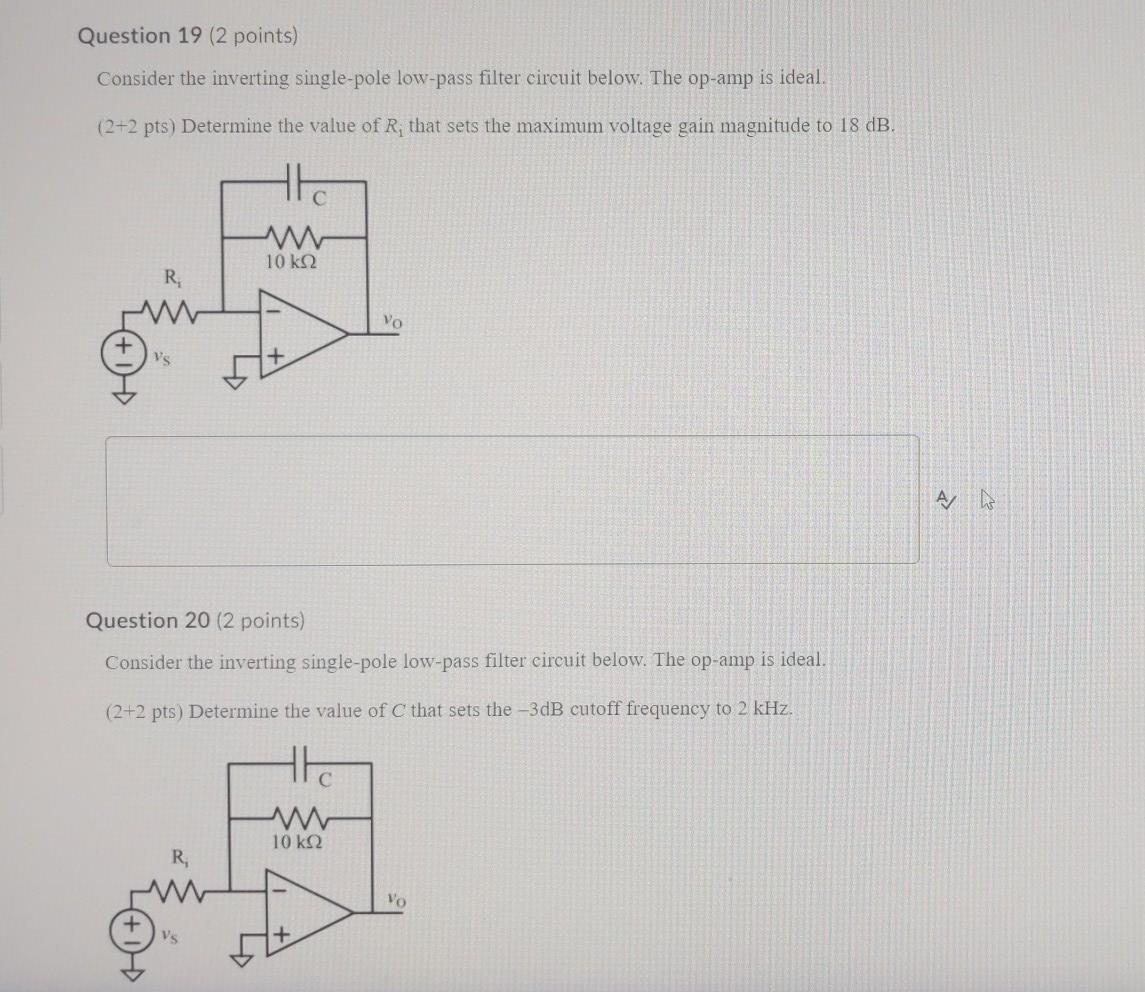 Solved Question 19 (2 points) Consider the inverting | Chegg.com