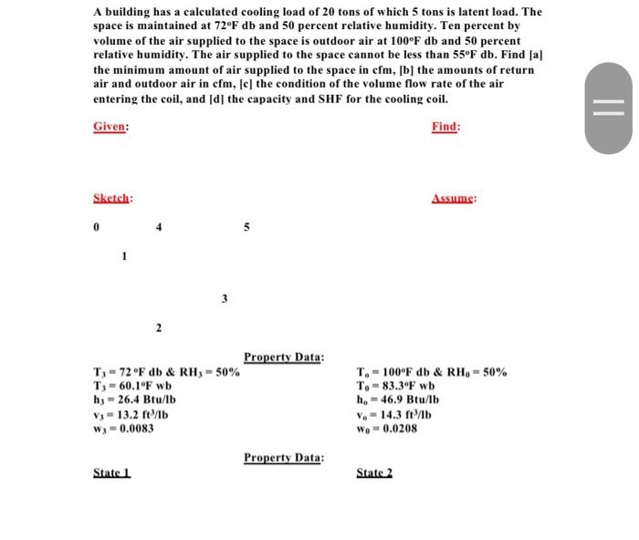 Solved A building has a calculated cooling load of 20 tons | Chegg.com