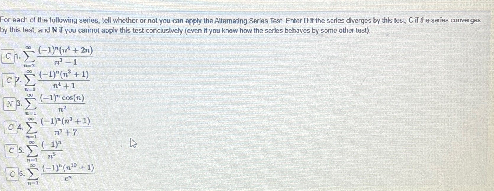 Solved For each of the following series, tell whether or not | Chegg.com