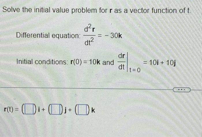 Solved Solve the initial value problem for r as a vector | Chegg.com