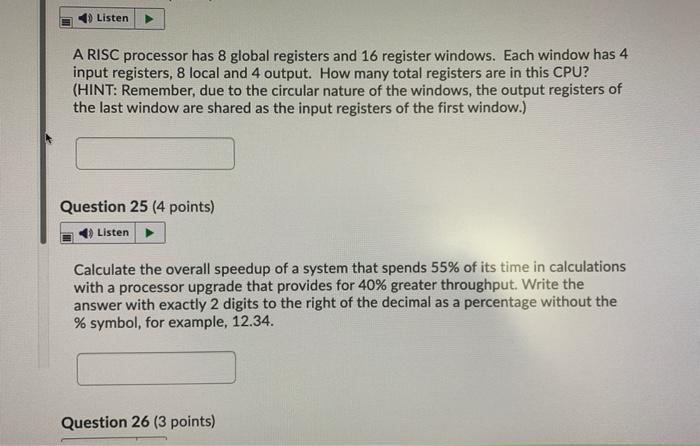 Solved 1) Listen A RISC processor has 8 global registers and | Chegg.com