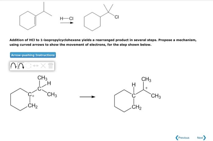 Solved Addition of HCl to 1-isopropylcyclohexene yields a | Chegg.com