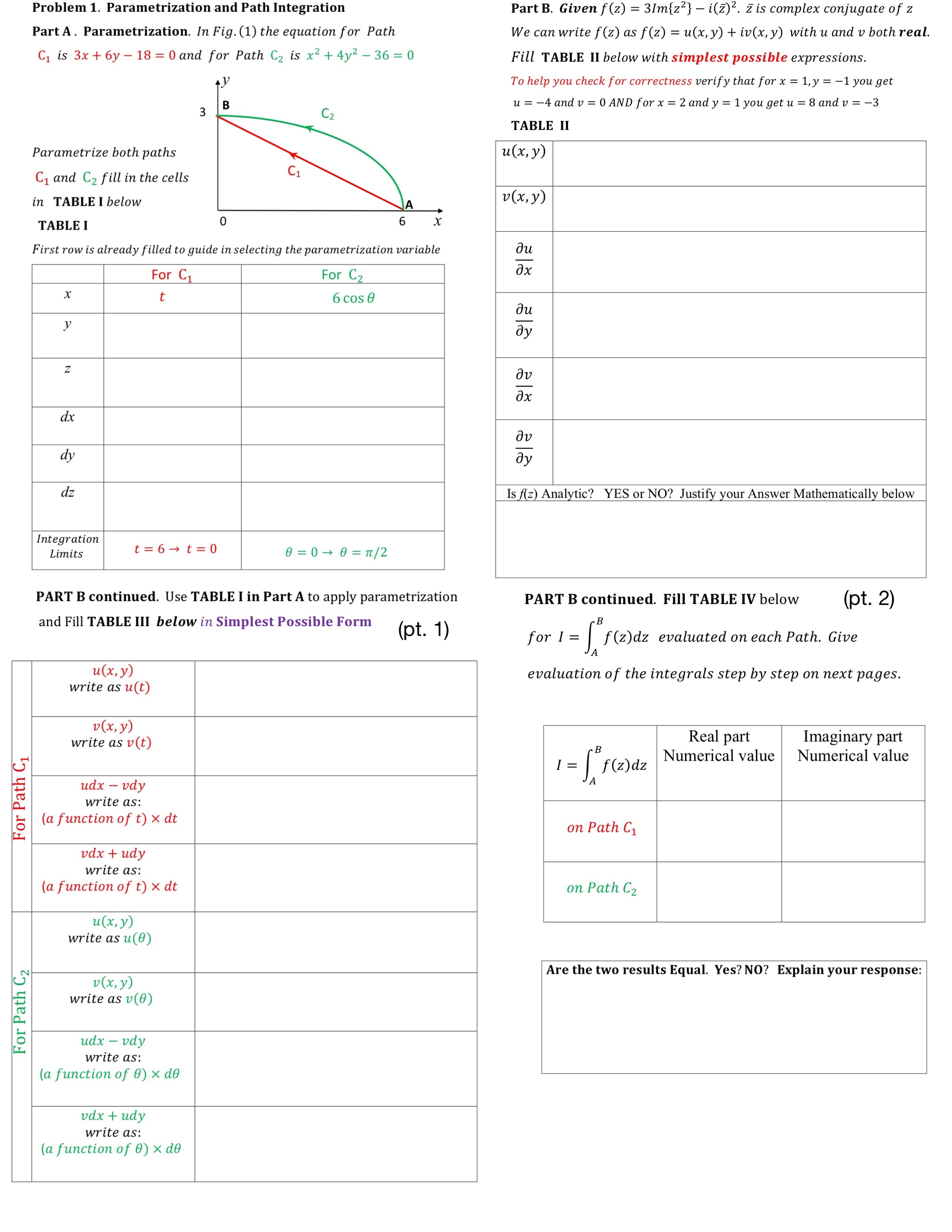 Solved Problem 1. ﻿Parametrization and Path IntegrationPart | Chegg.com