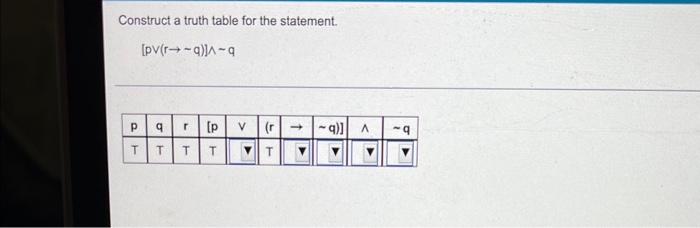 Solved Construct a truth table for the statement. | Chegg.com