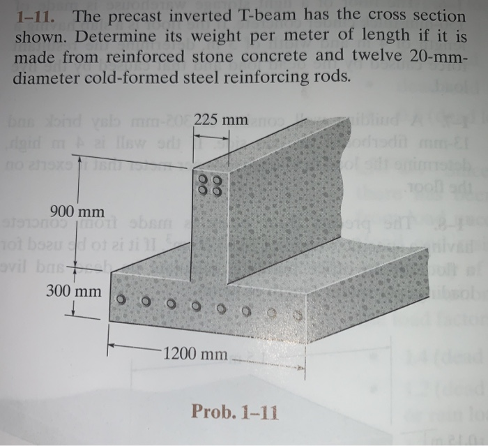 Solved 1-11. The precast inverted T-beam has the cross | Chegg.com