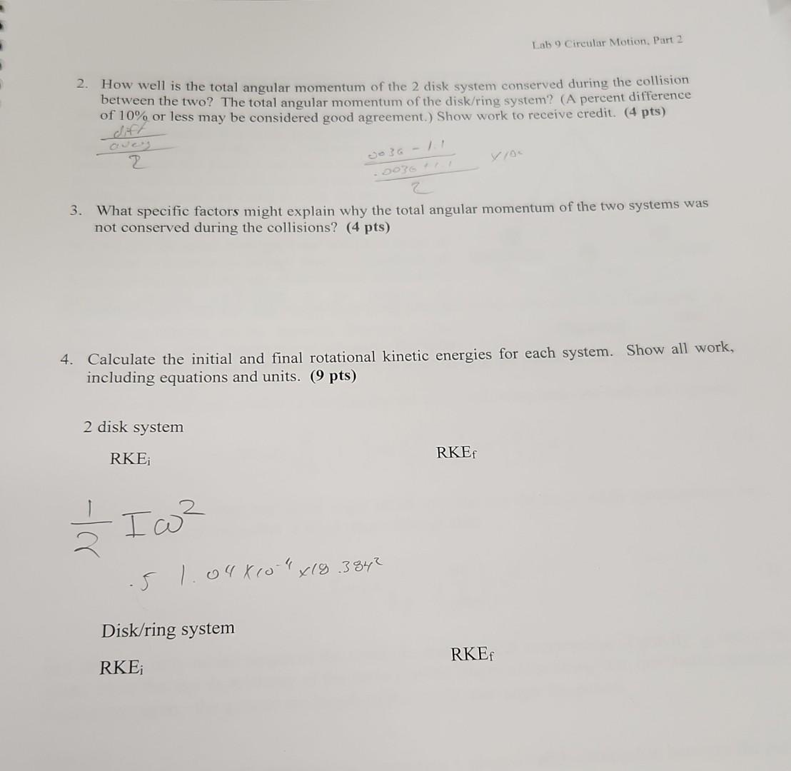 PART II: Table 3. Angular Speed Data and Angular | Chegg.com