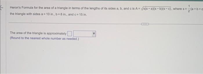 Solved Heron's Formula for the area of a triangle in terms | Chegg.com