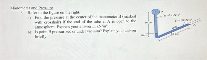 Solved Manometer and Pressure 6. Refer to the figure on the | Chegg.com