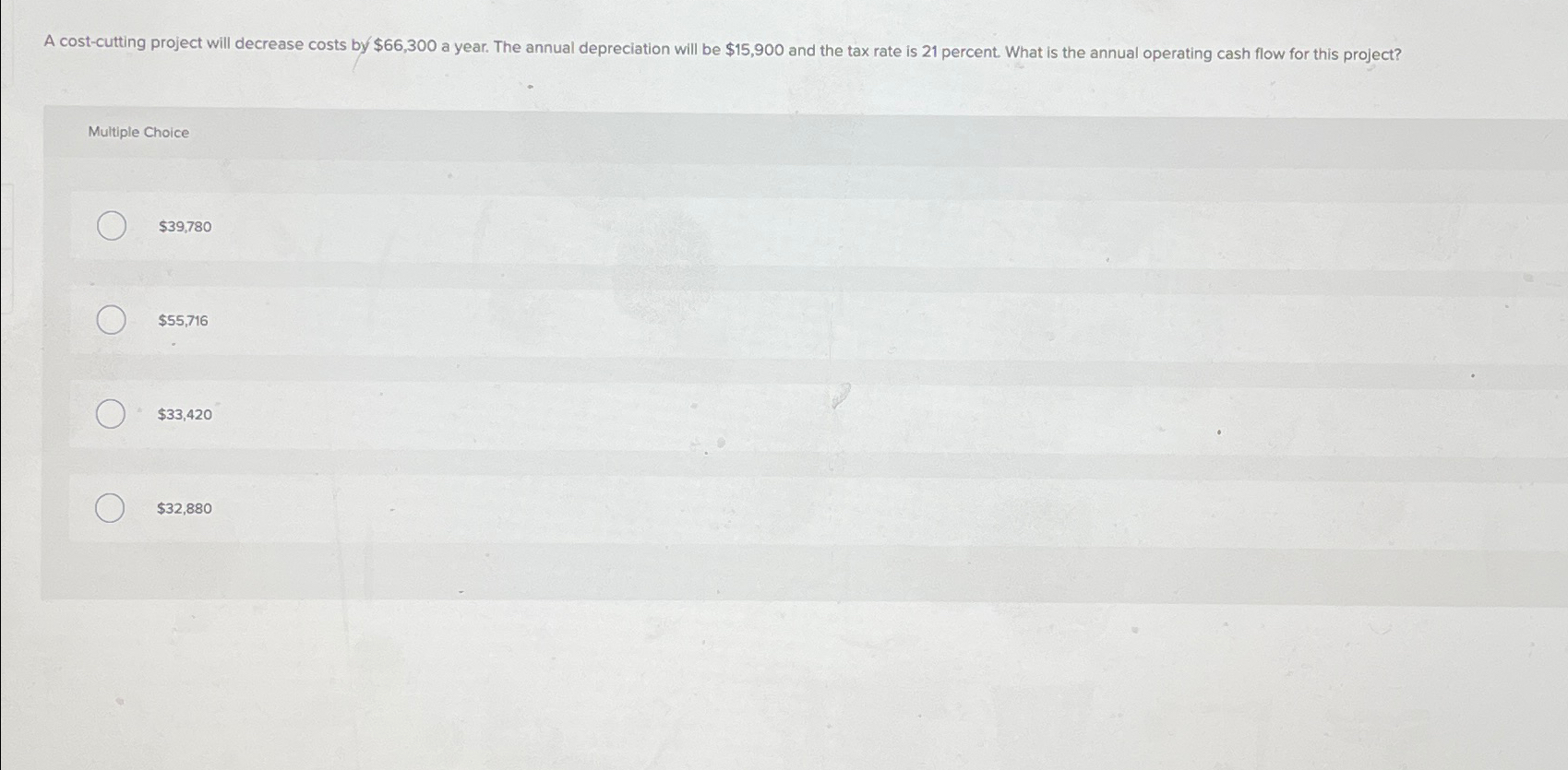 Solved A cost-cutting project will decrease costs by $66,300 | Chegg.com