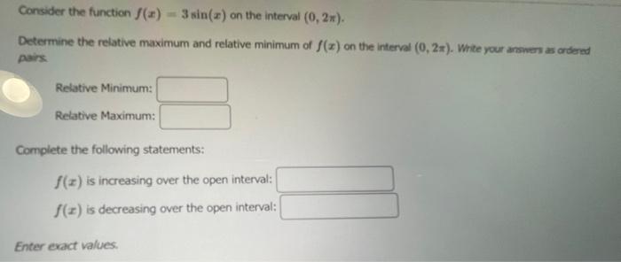 Solved Consider the function f(x)=3sin(x) on the interval | Chegg.com