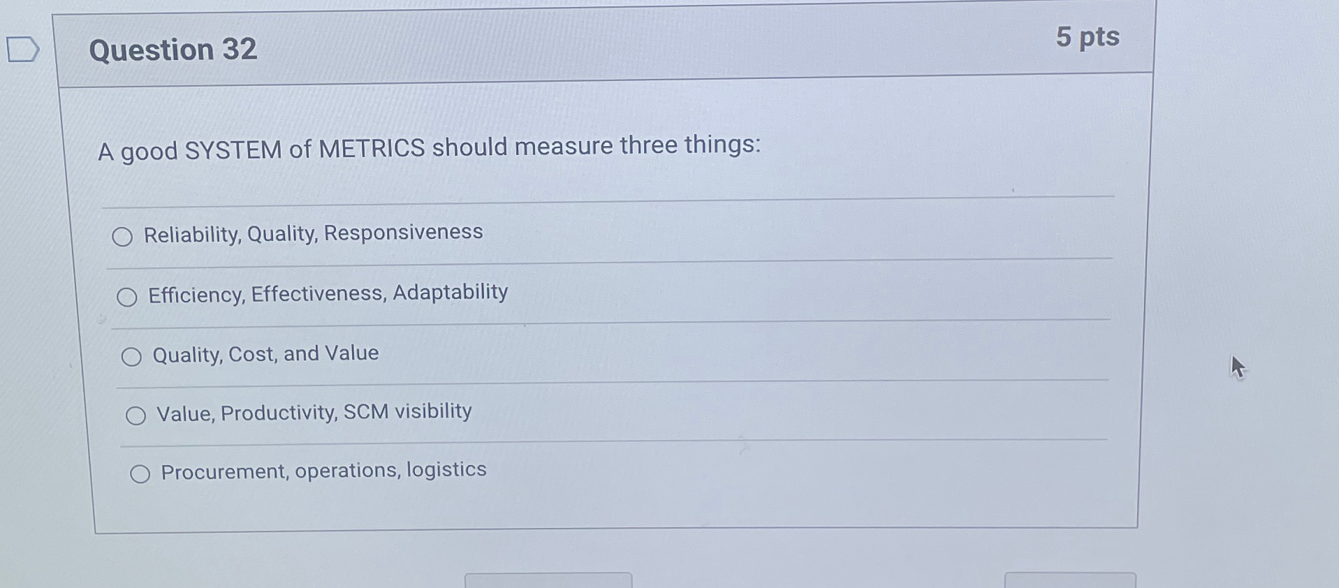 Solved Question 325ptsA good SYSTEM of METRICS should | Chegg.com