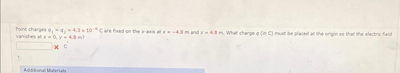 Solved Point charges q1=q2=4.3×10-6C ﻿are fixed on the | Chegg.com