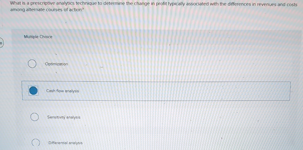 Solved What is a prescriptive analytics technique to | Chegg.com