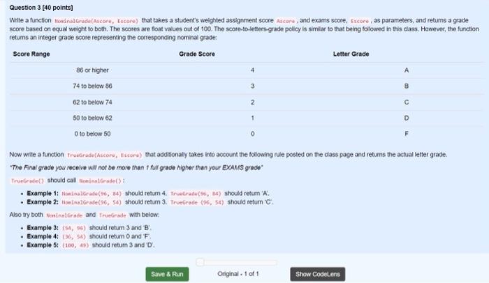 Solved Wite a function howinalGrads(ascore, tscors) that | Chegg.com