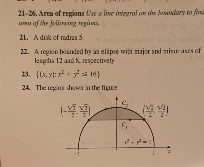 Solved a 21-26. Area of regions Use a line integral on the | Chegg.com