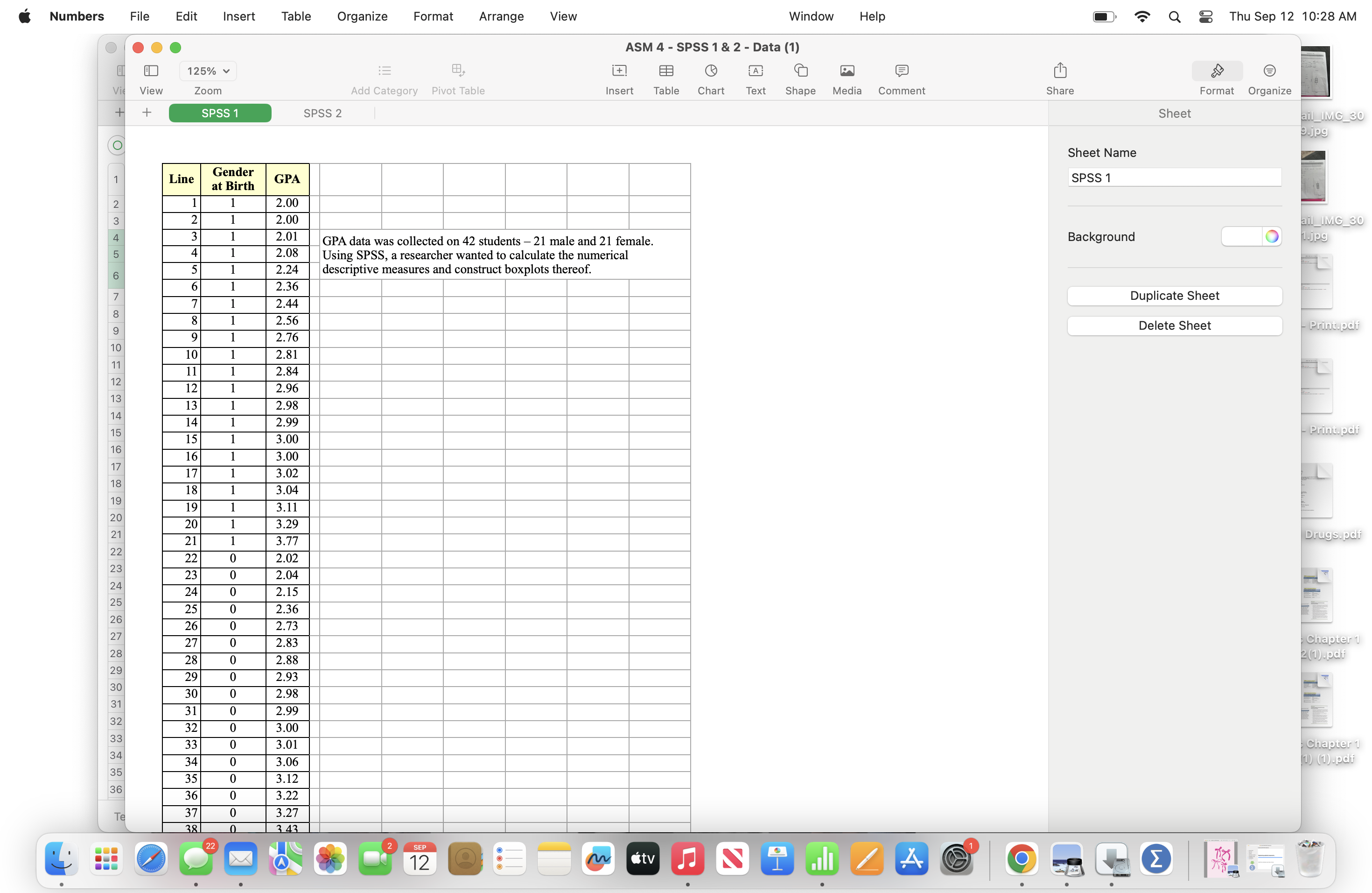 Solved GPA data was collected on 42 ﻿students – 21 ﻿male and | Chegg.com
