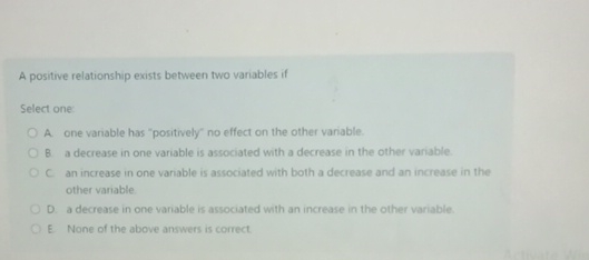 Solved A positive relationship exists between two variables | Chegg.com