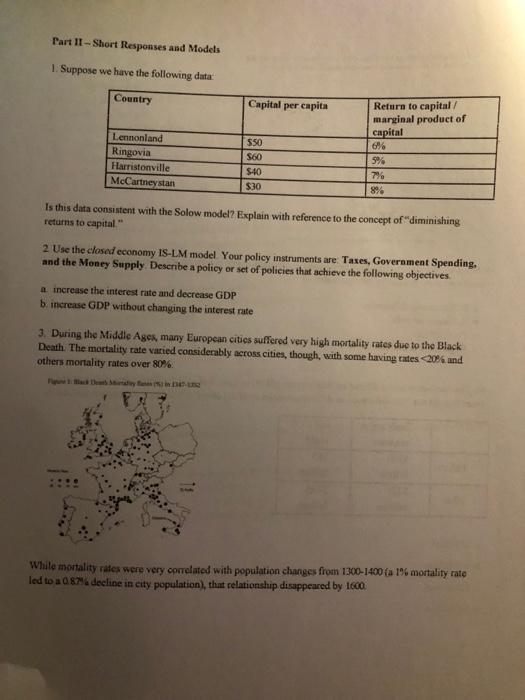 Solved Part II-Short Responses and Models 1. Suppose we have | Chegg.com