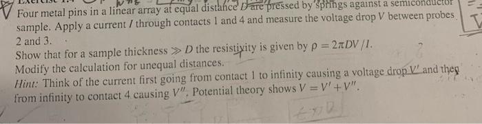 Four metal pins in a linear array at equal distance D | Chegg.com