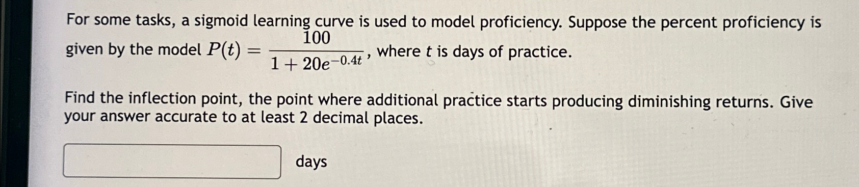 Solved For some tasks, a sigmoid learning curve is used to | Chegg.com