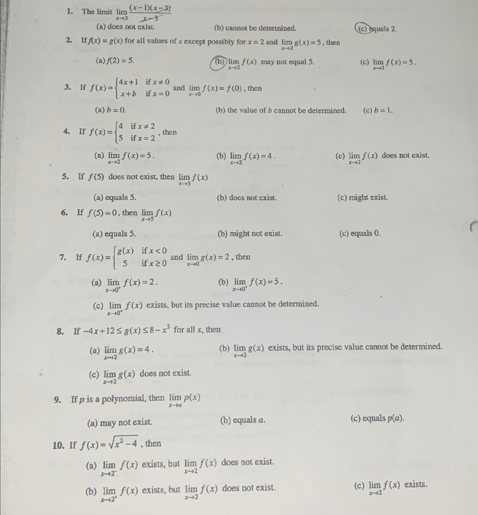 Solved The limit limx→3(x-1)(x-3)x-3(a) ﻿does not exist.(b) | Chegg.com