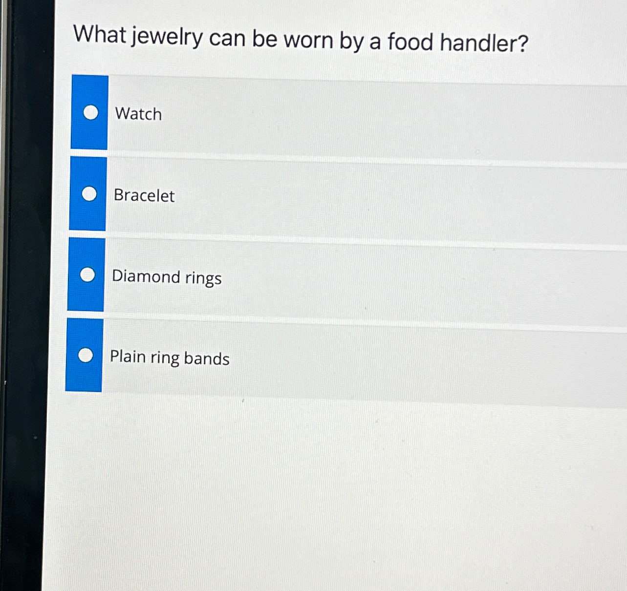 Solved What jewelry can be worn by a food | Chegg.com