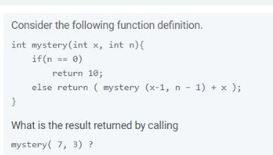 Solved Consider the following function definition. int | Chegg.com