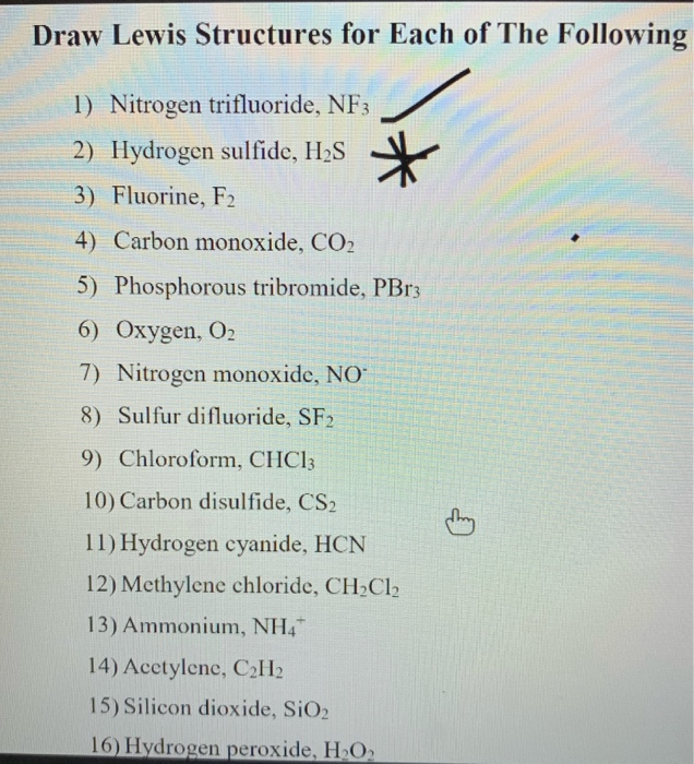 Solved Draw Lewis Structures for Each of The Following 1) | Chegg.com