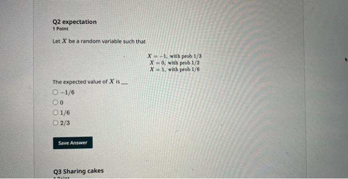 Solved Q2 expectation 1 Point Let X be a random variable | Chegg.com
