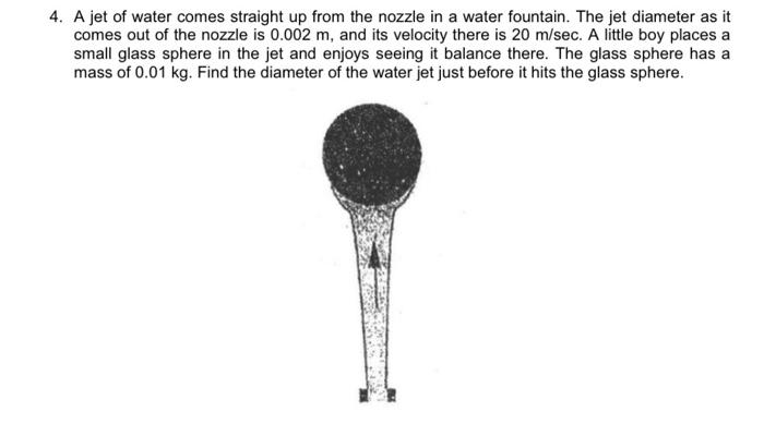 Solved 4. A jet of water comes straight up from the nozzle | Chegg.com